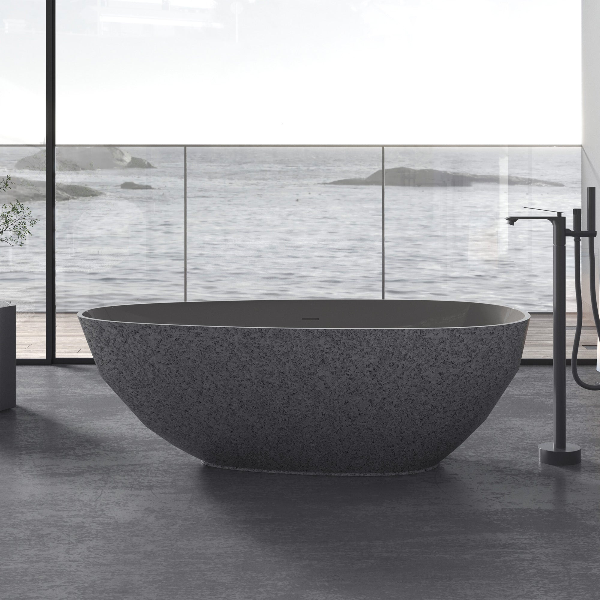 Solid Surface Resin Stone Flatbottom Freestanding Bathtub – Vanityart