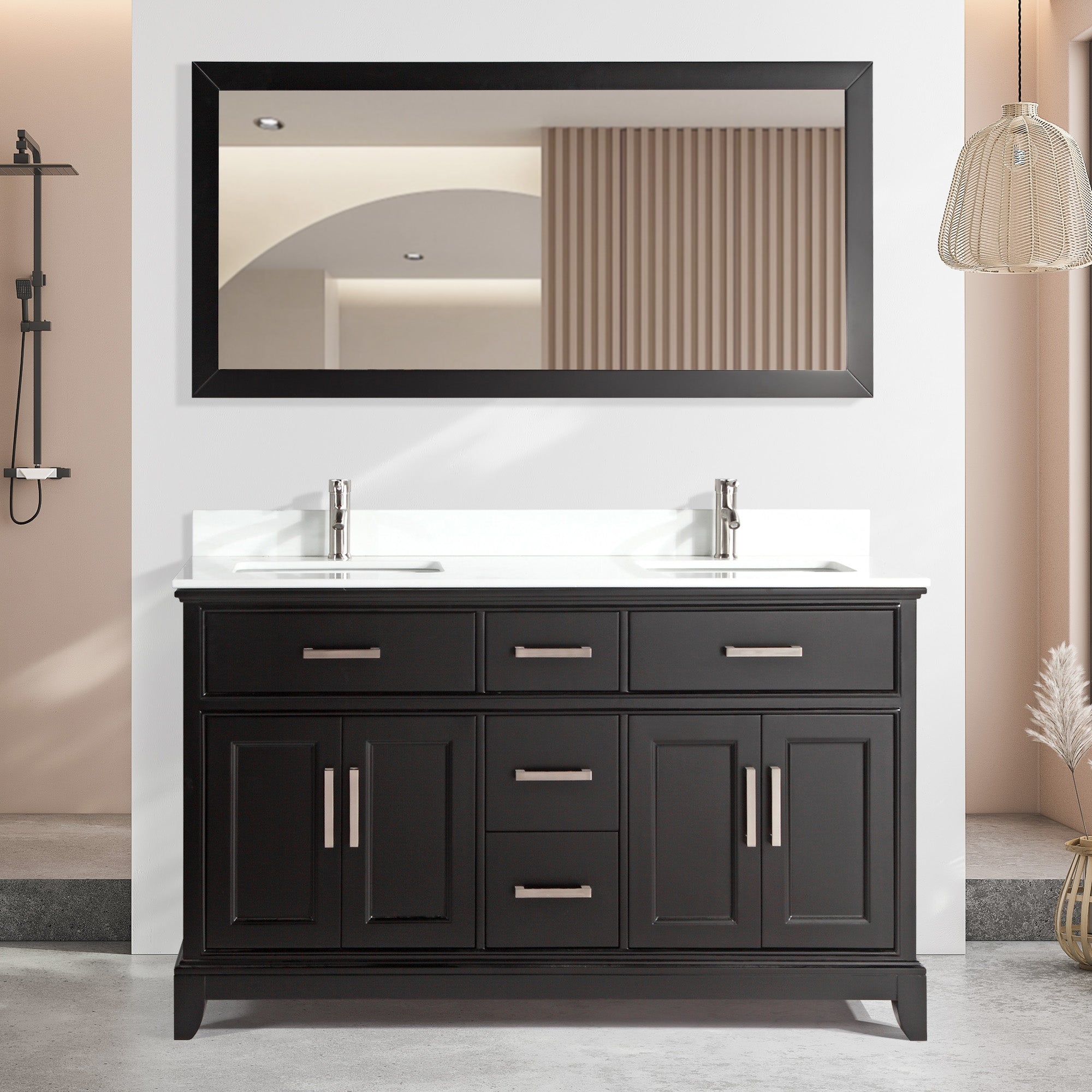 Bath Vanity with Engineered Marble Top with Basin and Mirror CVA DB ...