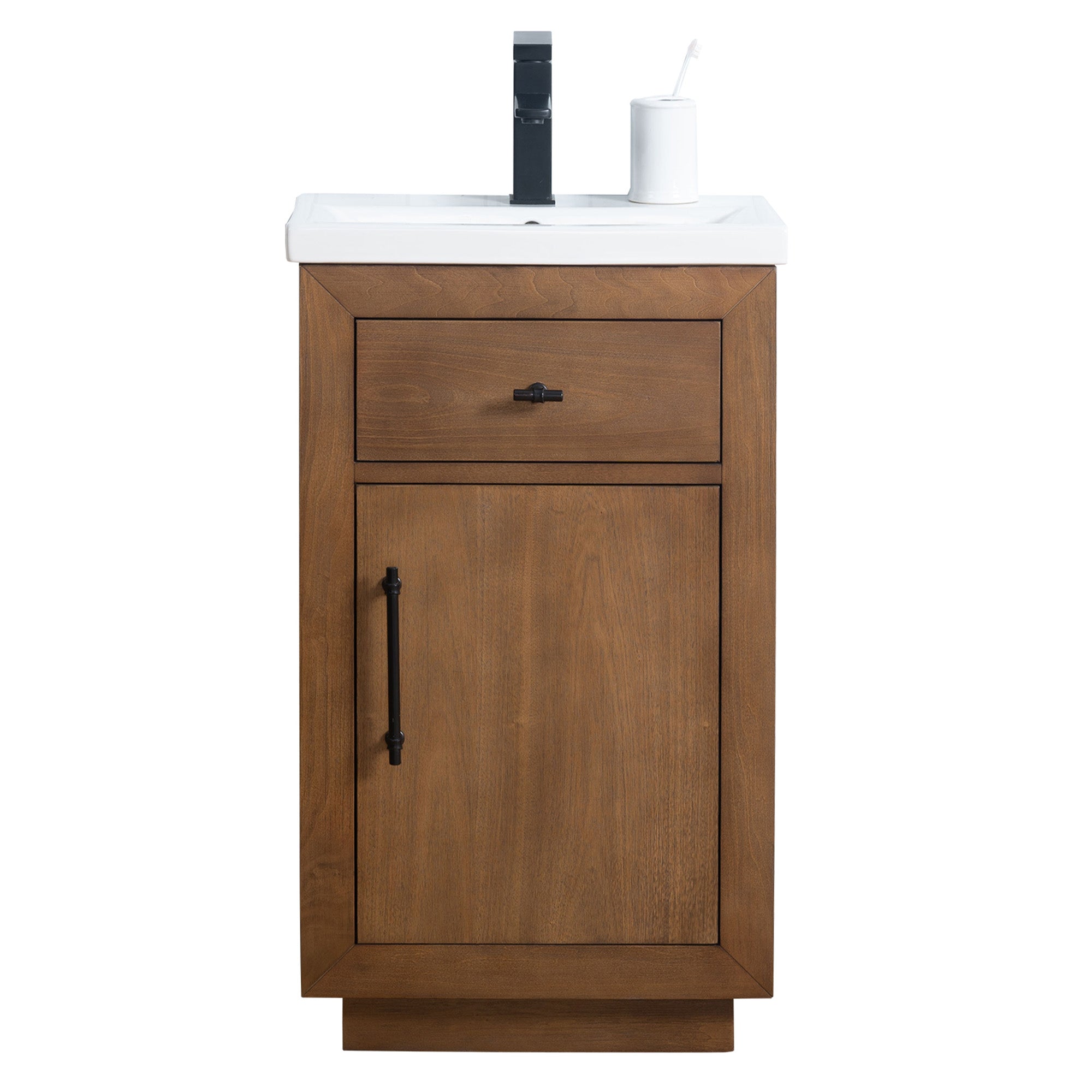 20x15.7x34’’ Single Sink Bathroom Vanity in Tan with Ceramic Top ...